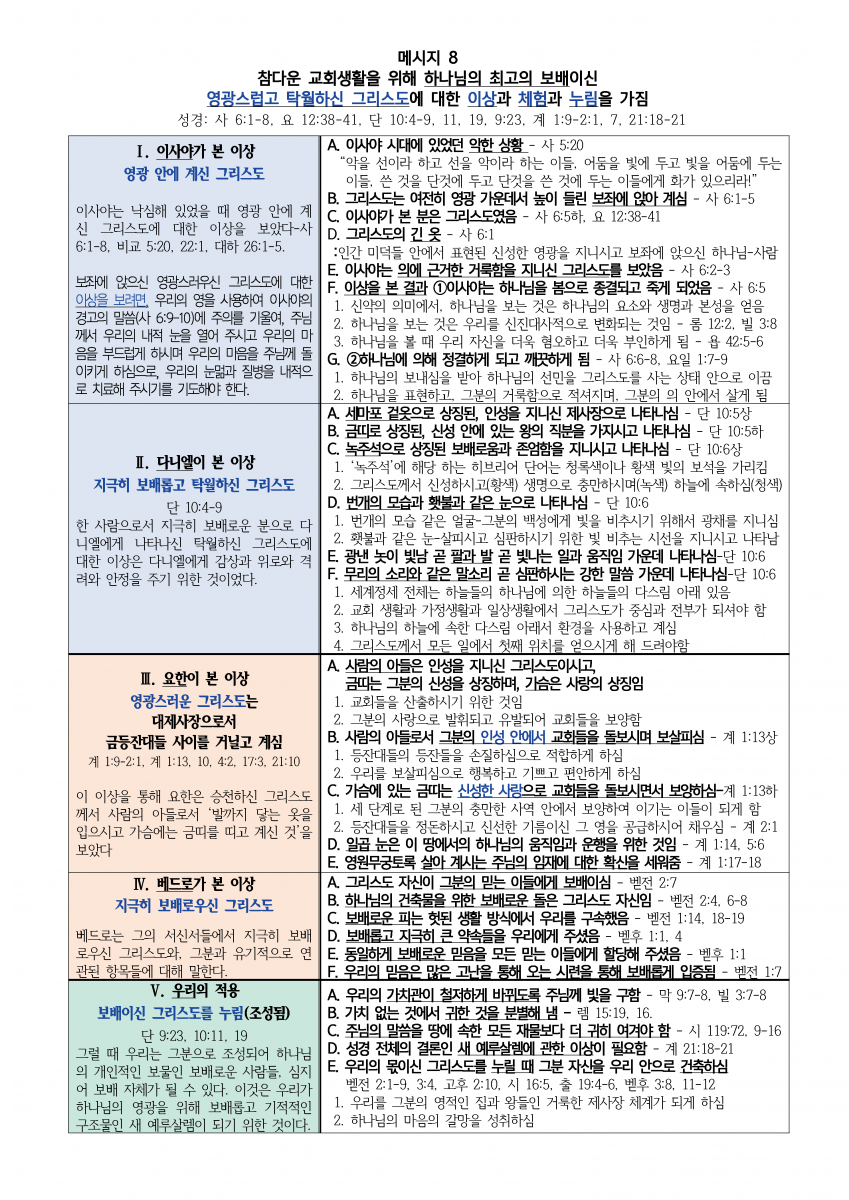 성경진리사역원(BTMK) | [2023 봄 장로] - M8 참다운 교회생활을 위해 하나님의 최고의 보배이신 영광스럽고 탁월하신 그리스도에 대한 이상과 체험과 누림을 가짐